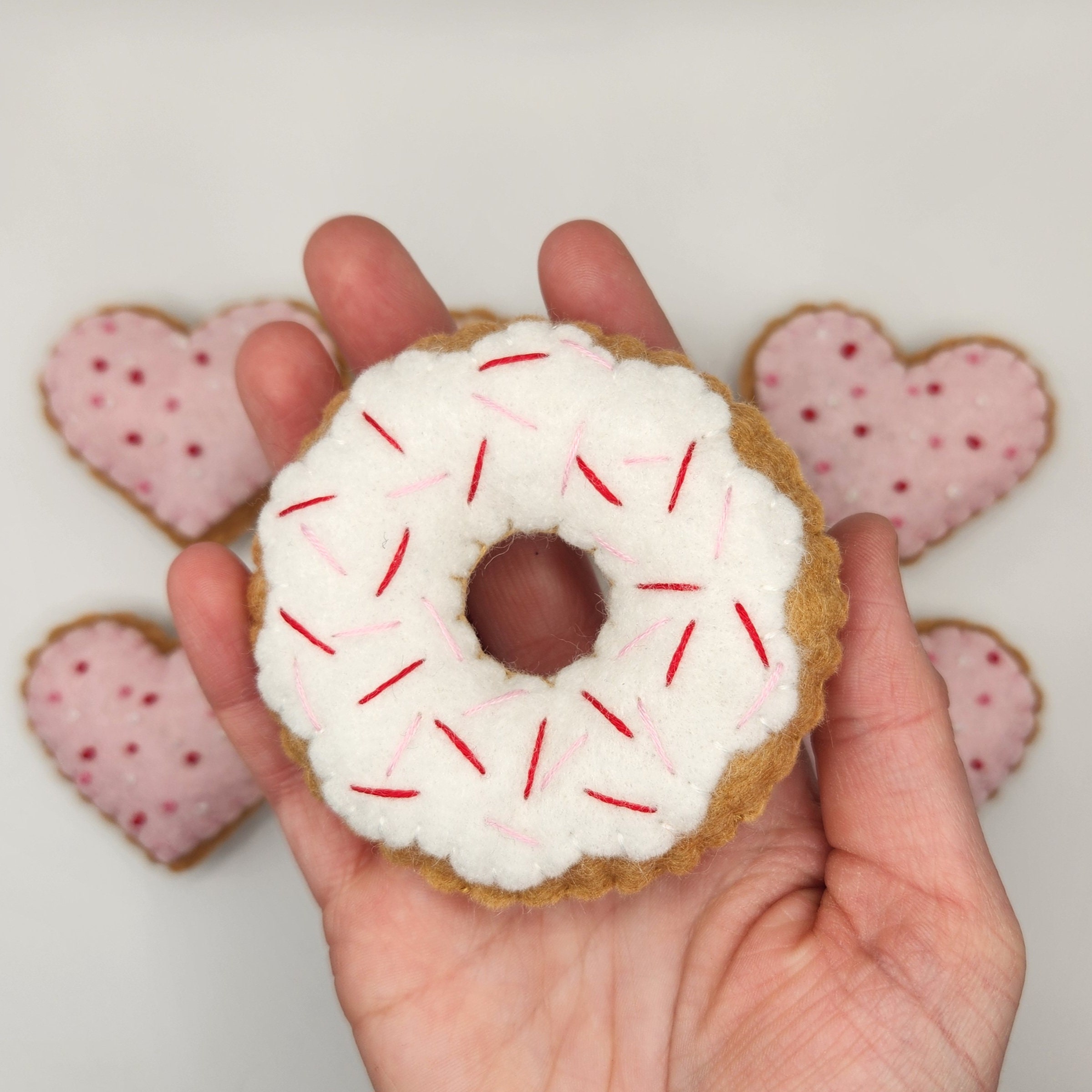 Bear's Felt Valentine Bakery Felt Play Food Pretend Donut Cookie Set ...