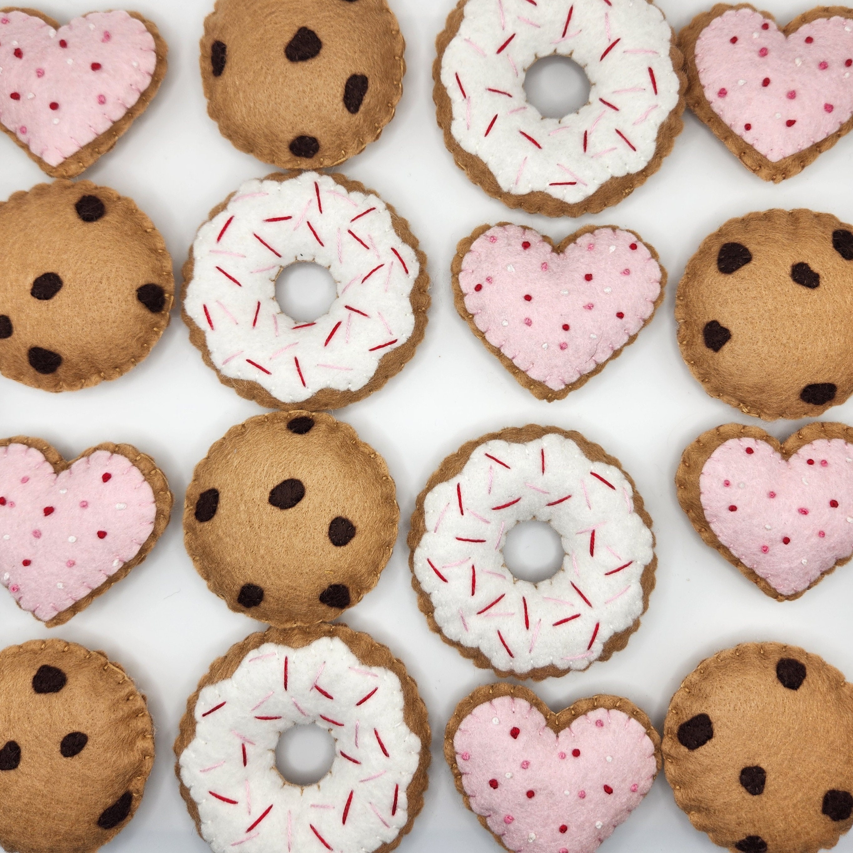 Bear's Felt Valentine Bakery Felt Play Food Pretend Donut Cookie Set ...