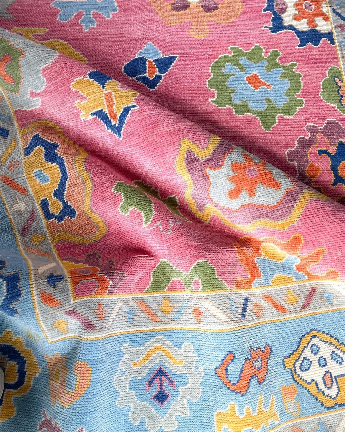 Hand Knotted Pink Oushak Rug, 8x10 6x9 9x12 12x15 Traditional Rug for ...