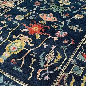Stunning Blue Hand Knotted Turkish Oushak Rug 6x9 8x10 9x12 Traditional ...