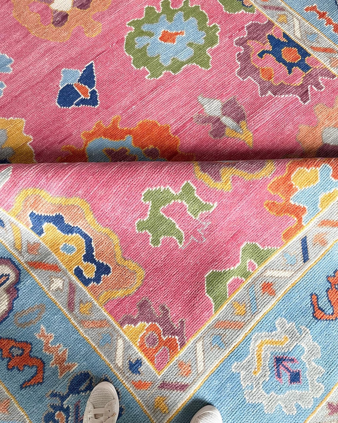 Hand Knotted Pink Oushak Rug, 8x10 6x9 9x12 12x15 Traditional Rug for ...