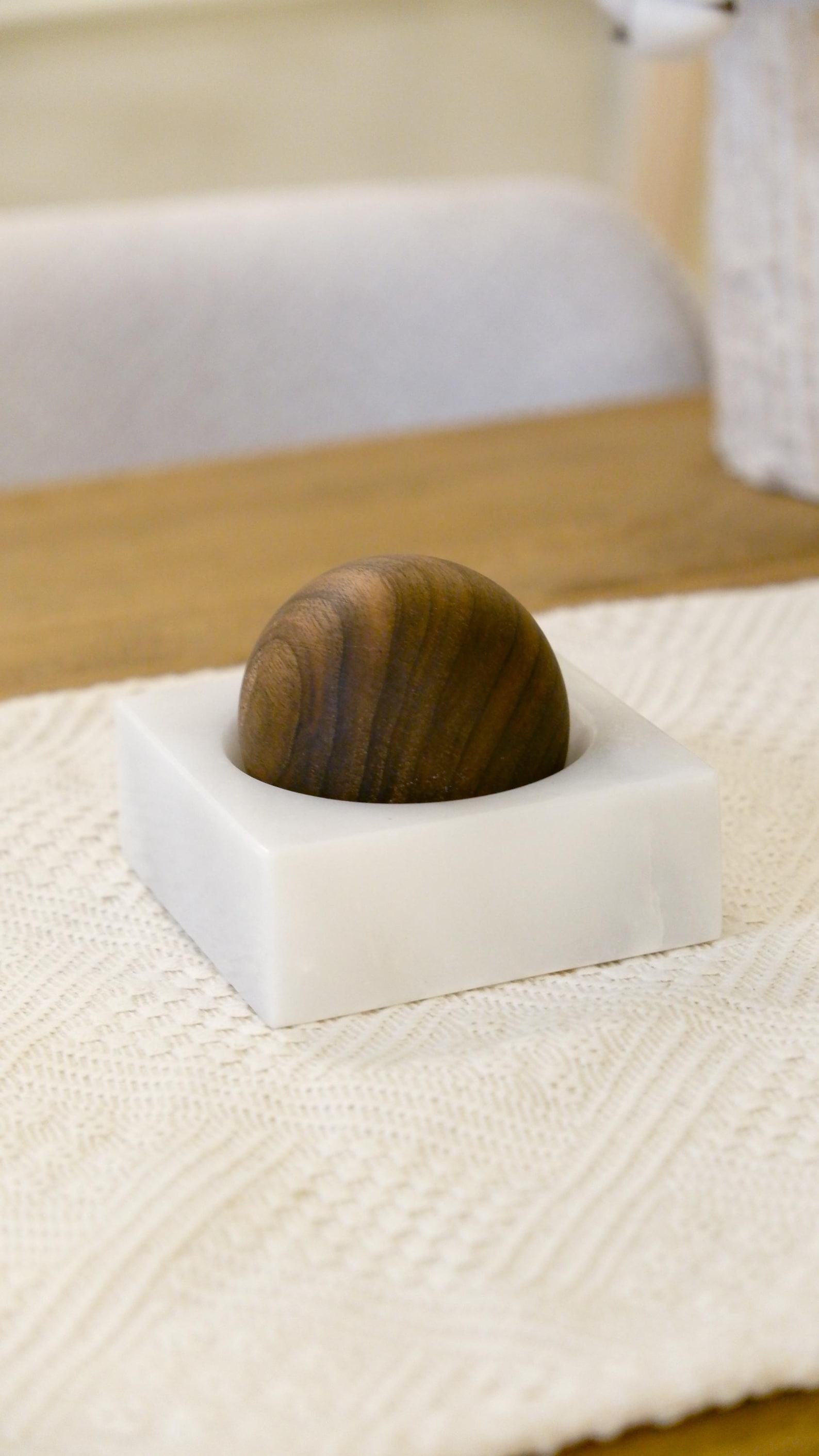 Walnut Aroma Sphere Diffuser With Stone Base: Handmade Essential Oil ...