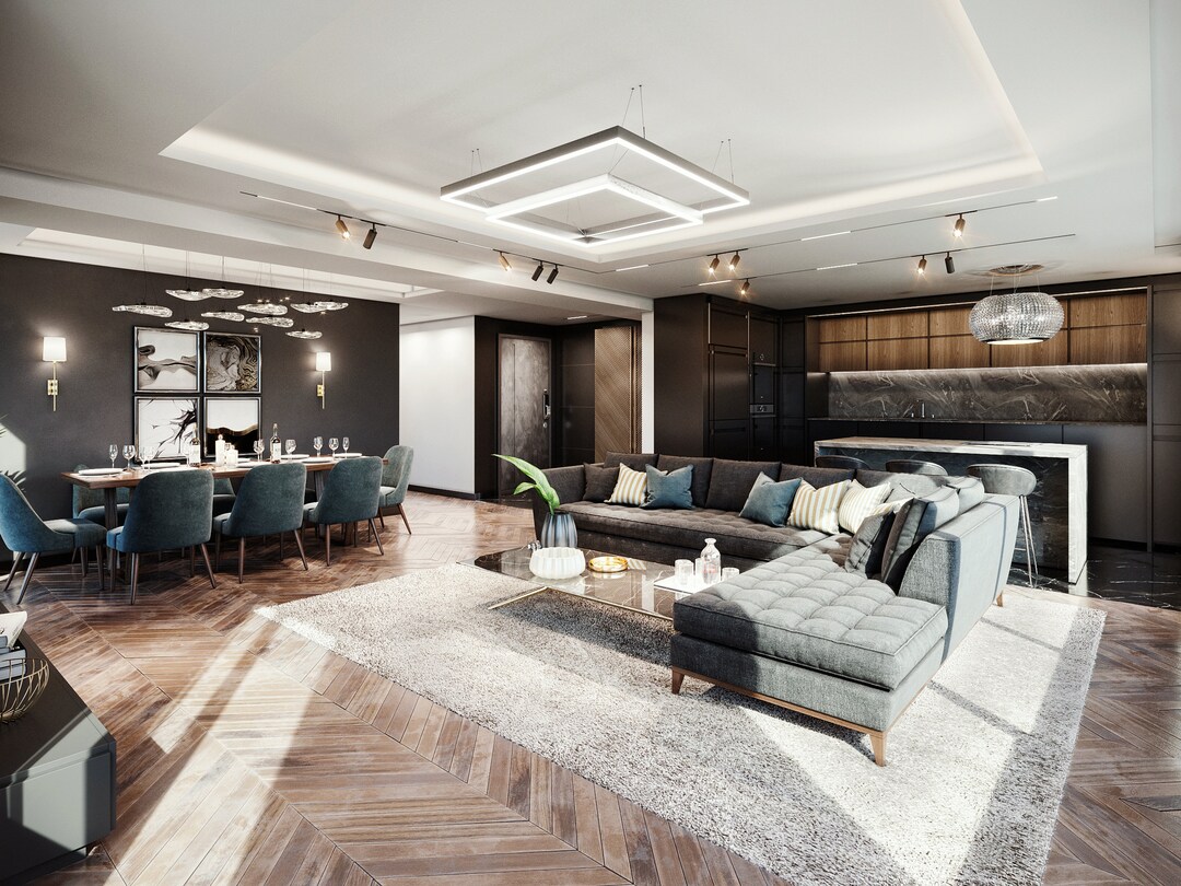 Living Room Interior Designs, Living Room 3D Rendering, 3D ...