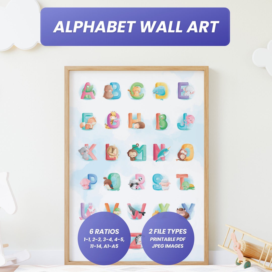 Alphabet Poster Alphabet Wall Art Animal Alphabet Poster Digital ...