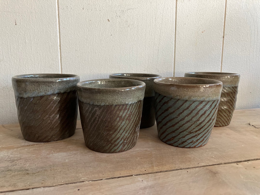 Small Rope Inlayed, Soda Fired Cups - Etsy