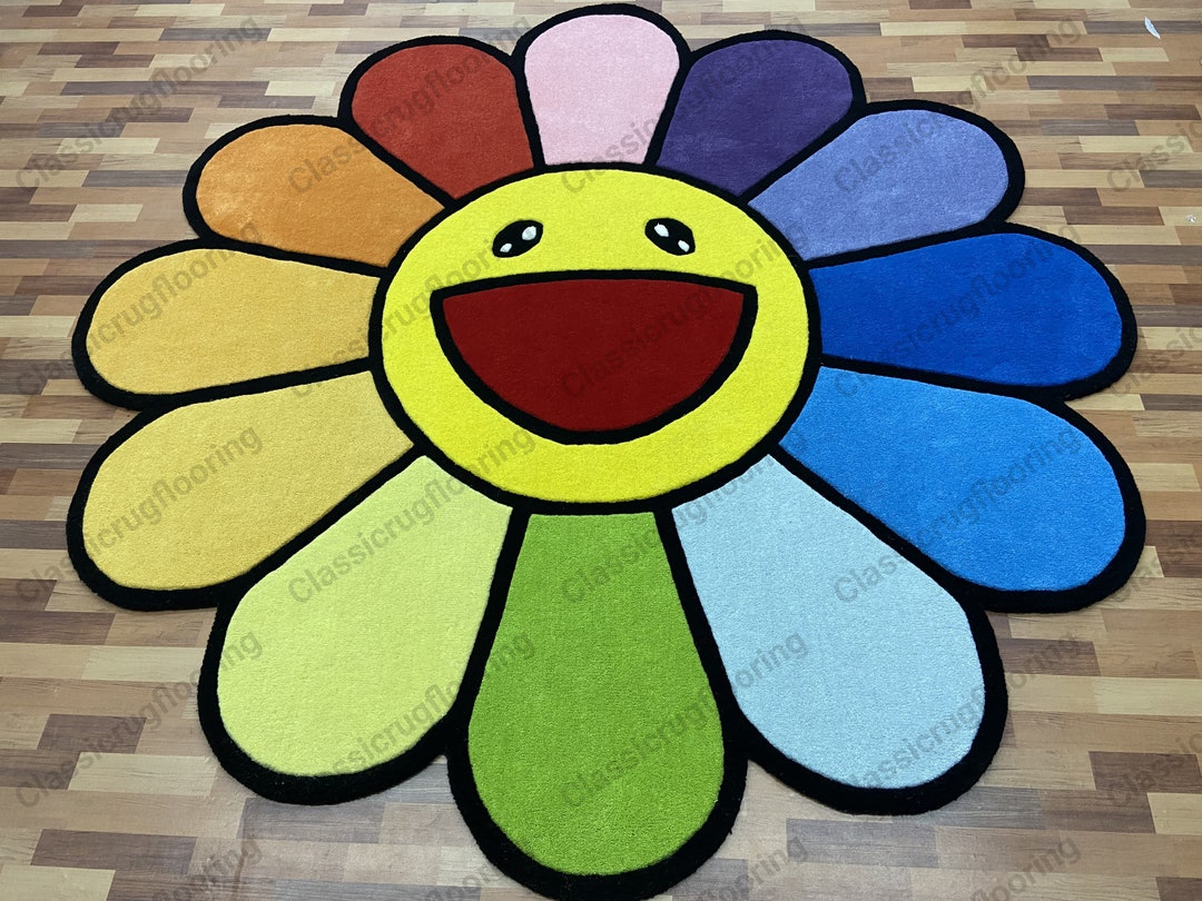 Takashi Murakami Round Modern Rug Hand-tufted 100% Wool Handmade Area ...