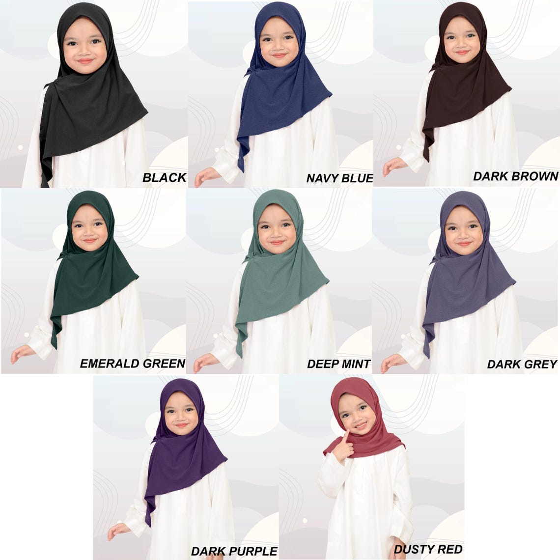 Kids Moss Crepe Head Hijab Scarf | Instant Pashmina Shawl Scarves ...