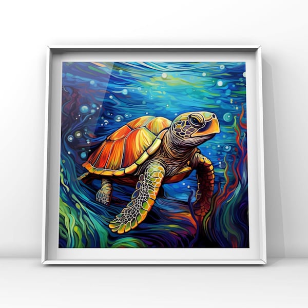 Sea Turtle Oil Painting - Etsy
