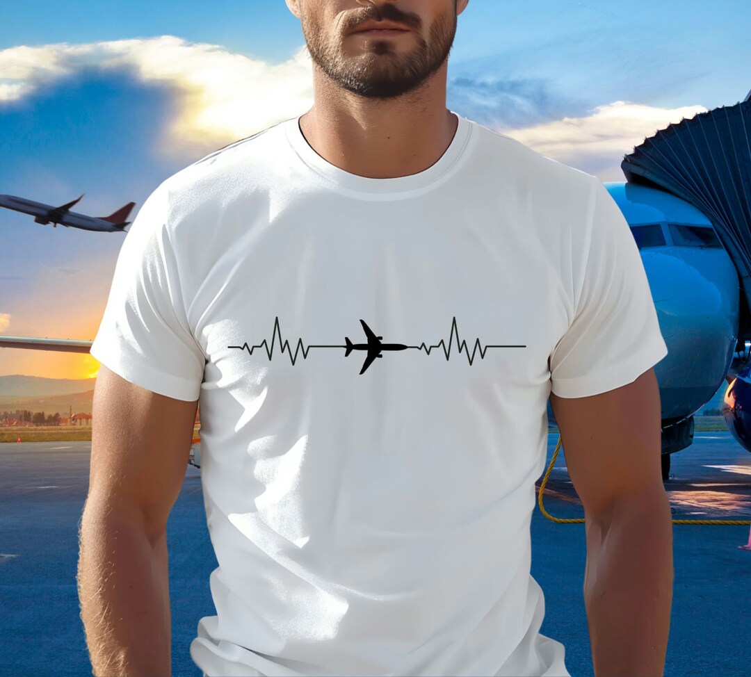 Airplane Heartbeat Pilot Flying Cool Tshirt Mens Pilot Gift Airplane ...
