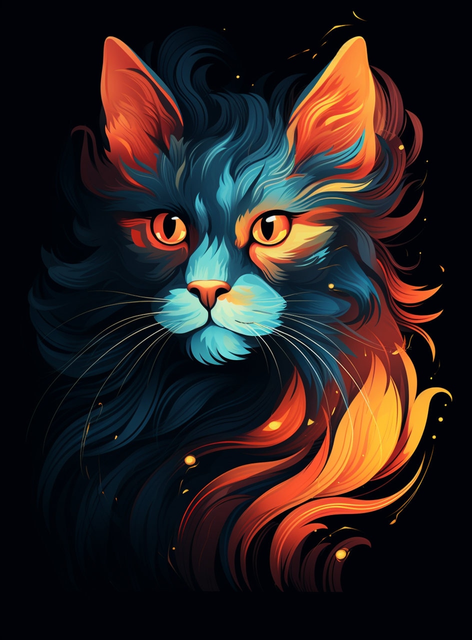Cat Graphic Vector Artwork PNG Digital Download, Cat Vector Wall Art ...