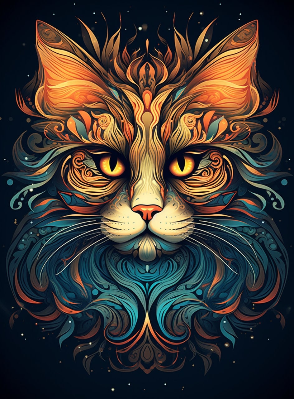 Cat Graphic Vector Artwork PNG Digital Download, Cat Vector Wall Art ...