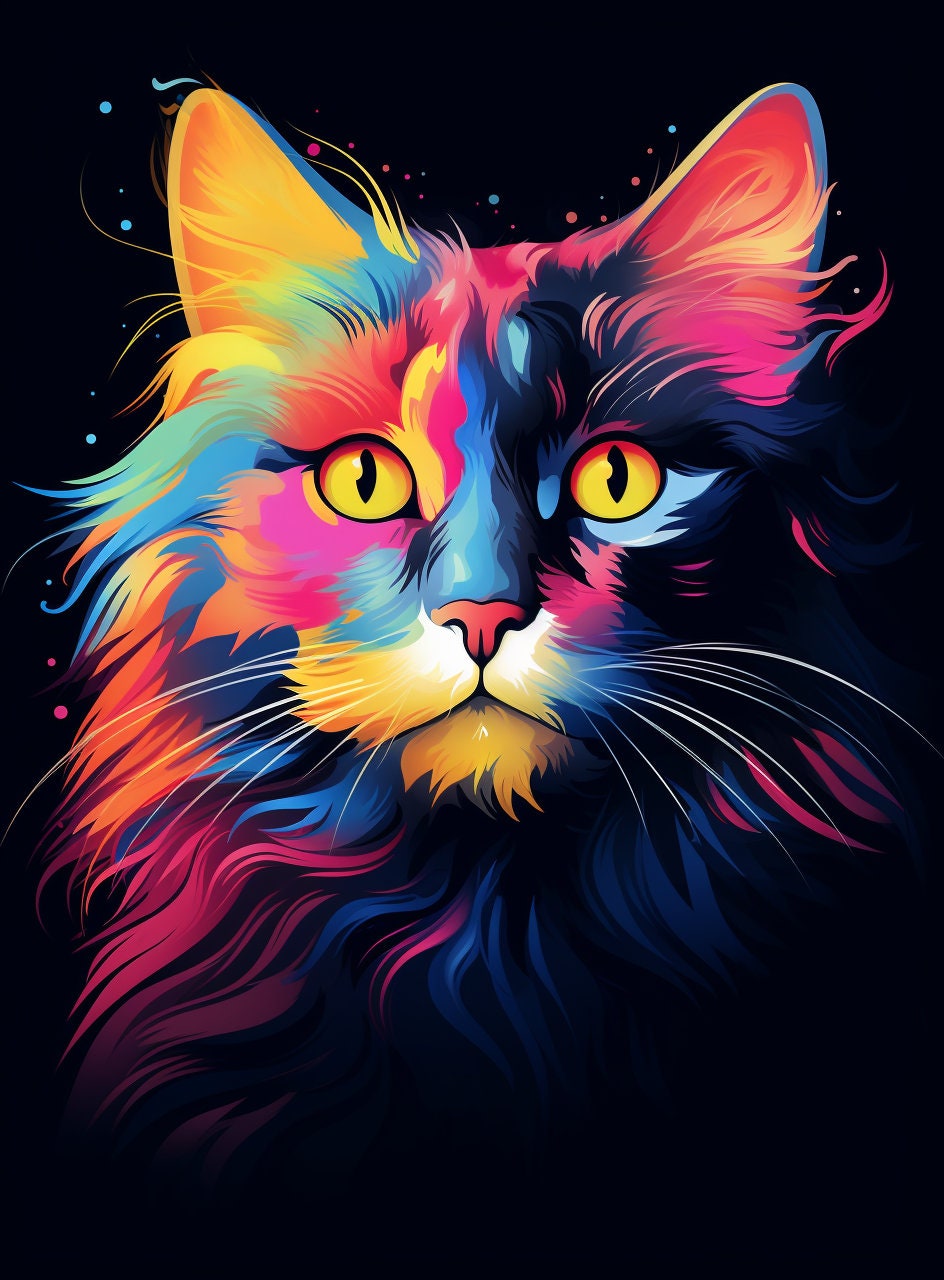 Cat Graphic Vector Artwork PNG Digital Download, Cat Vector Wall Art ...