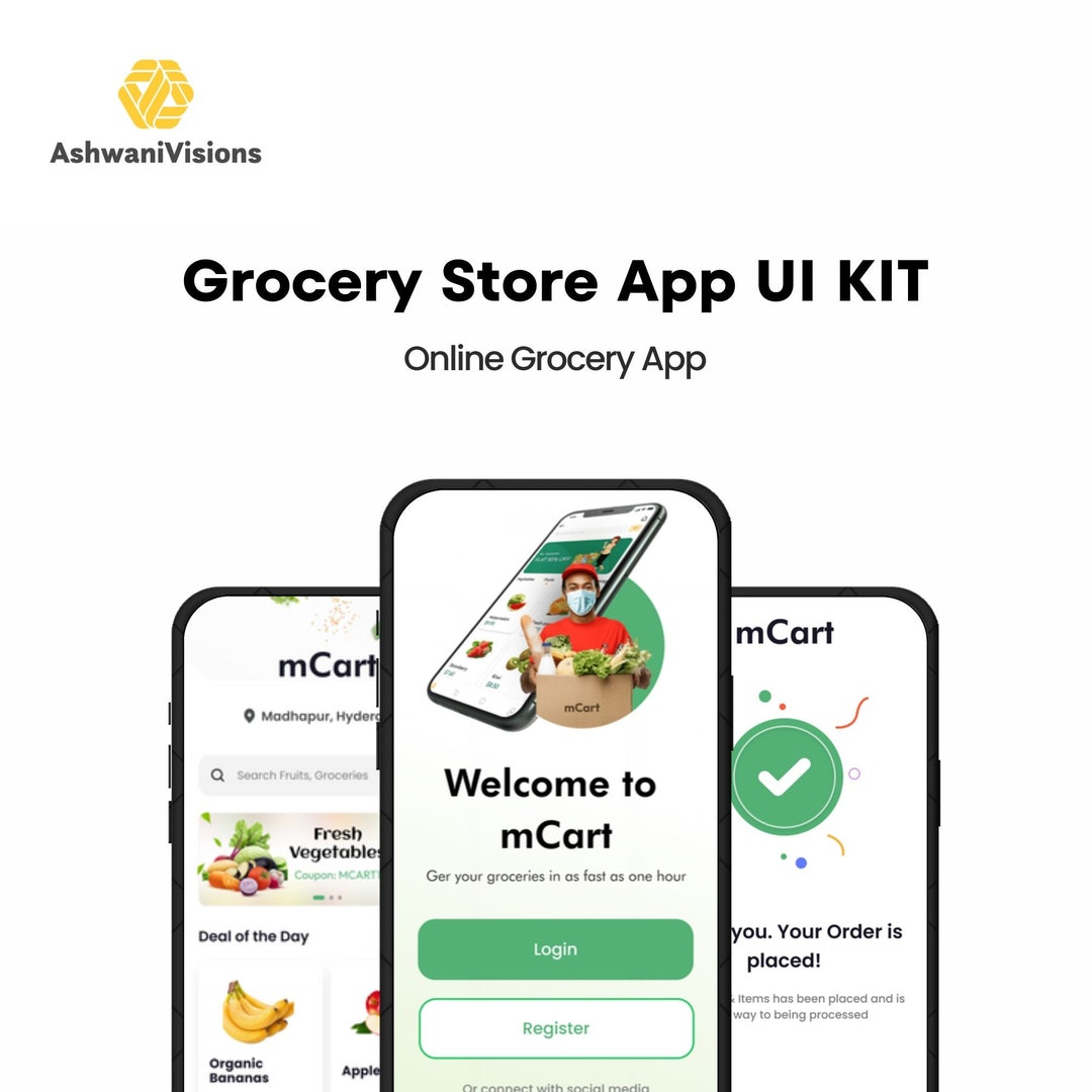 Online Grocery App UI Figma Design KIT Shopping App Cart App - Etsy