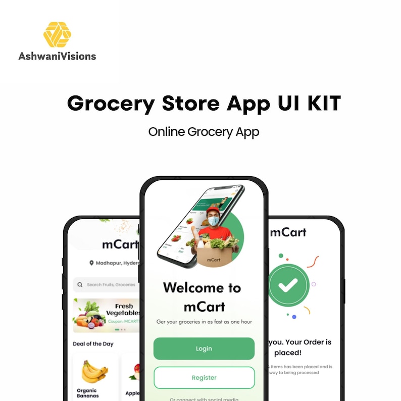 Online Grocery App UI Figma Design KIT Shopping App Cart App - Etsy