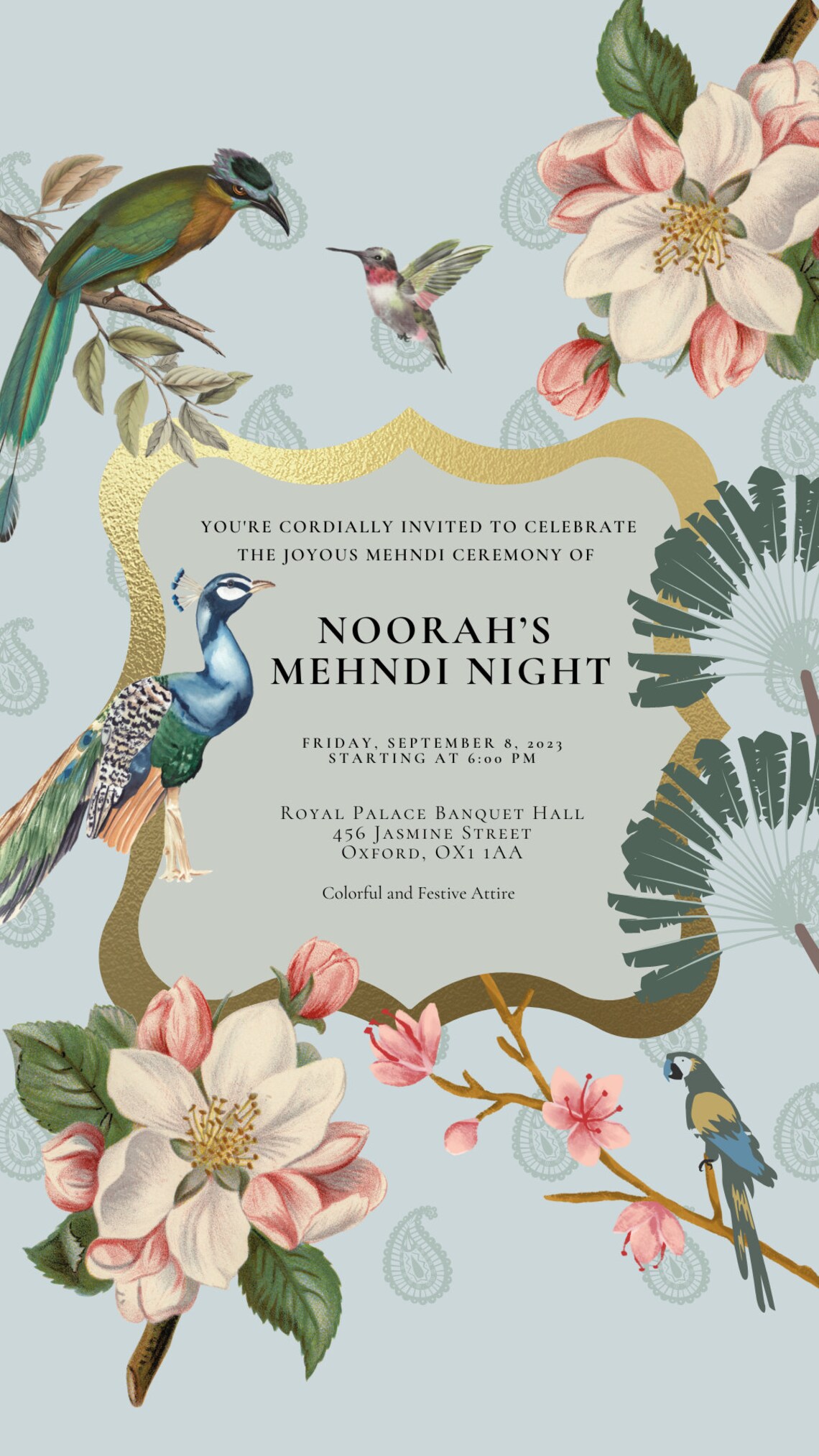 Digital Floral Mehndi Invitation Card Template and Video for Indian ...