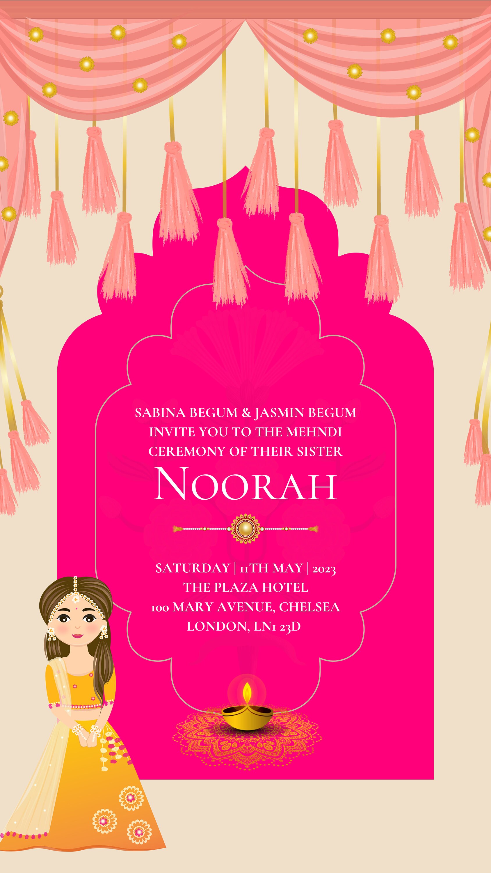 Digital Indian Bengali Pakistani Mehndi Invitation Card Template and ...