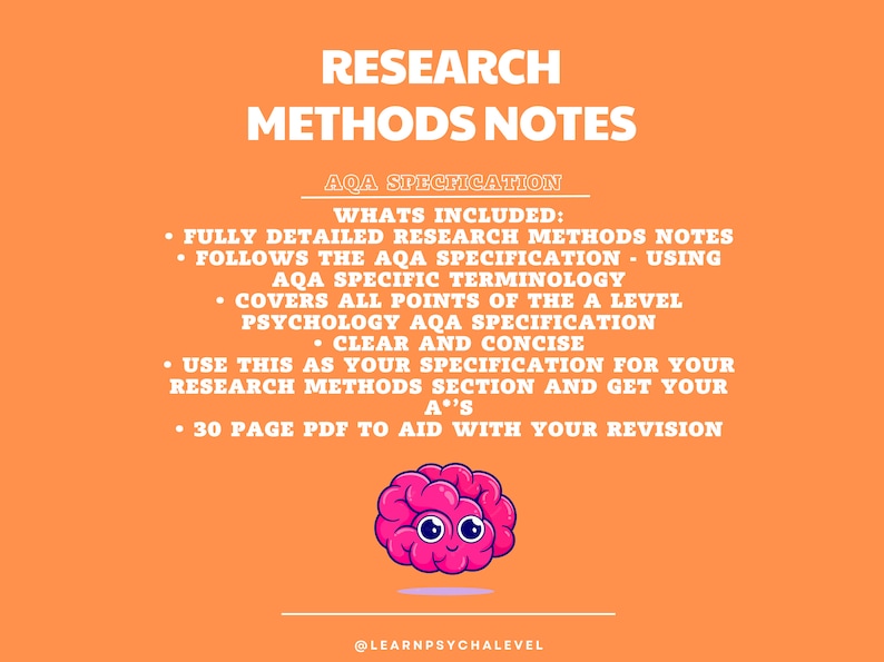 AQA A Level Psychology Detailed Notes - Research Methods - Etsy
