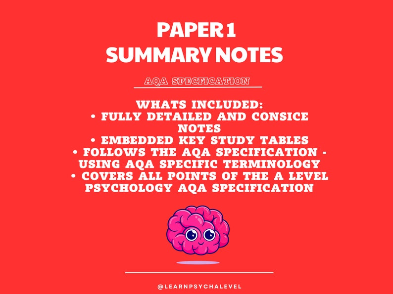 AQA A Level Psychology Detailed Notes - Paper 1 - Etsy