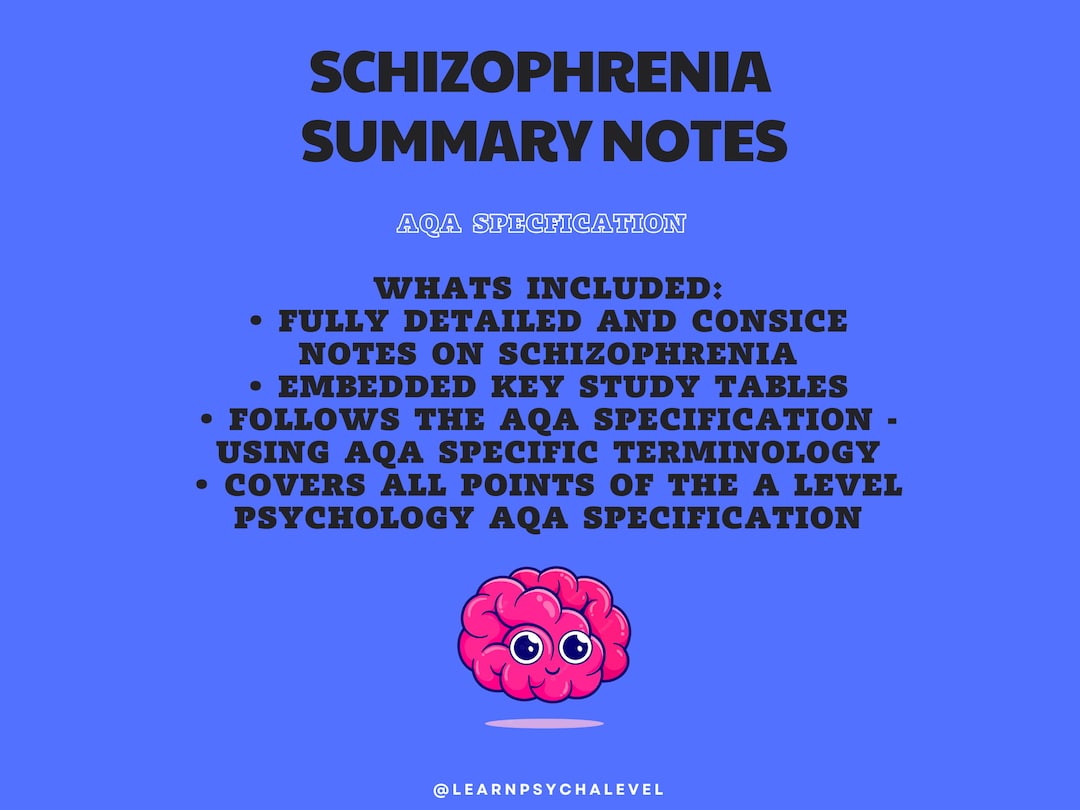 AQA A Level Psychology Detailed Notes - Schizophrenia - Etsy