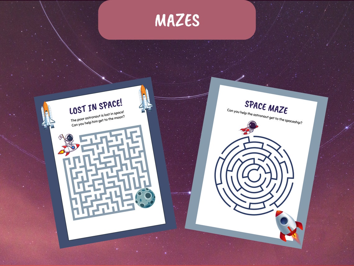 Space Activities Pack, 20 Printable Activities for Kids, Weekend ...