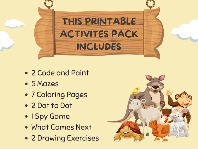 Animal Activities Pack, 20 Printable Activities for Kids, Weekend ...