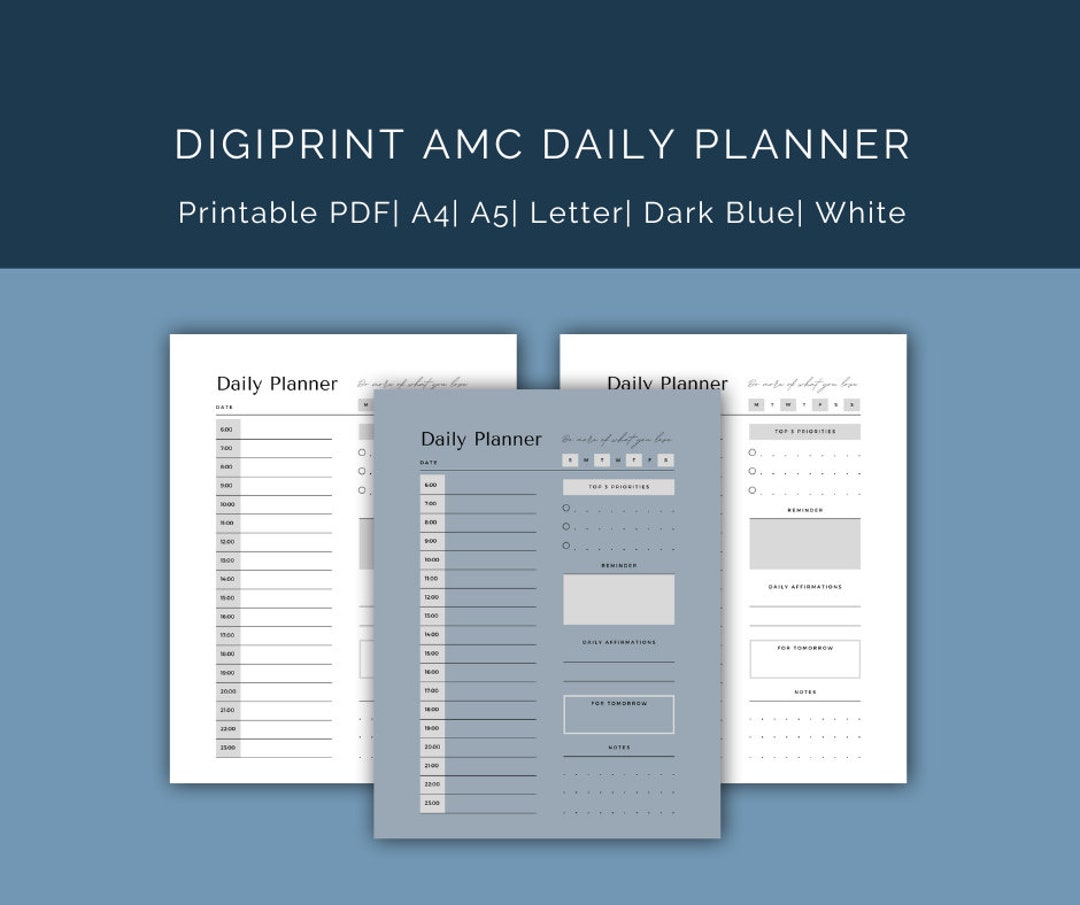 Printable Daily Planner | Productivity Organizer and Agenda | Digital ...