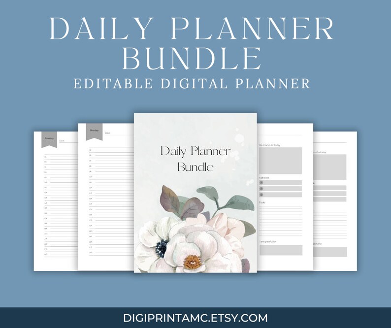 Editable Daily Planner Bundle | Customizable Daily Organizer Set ...