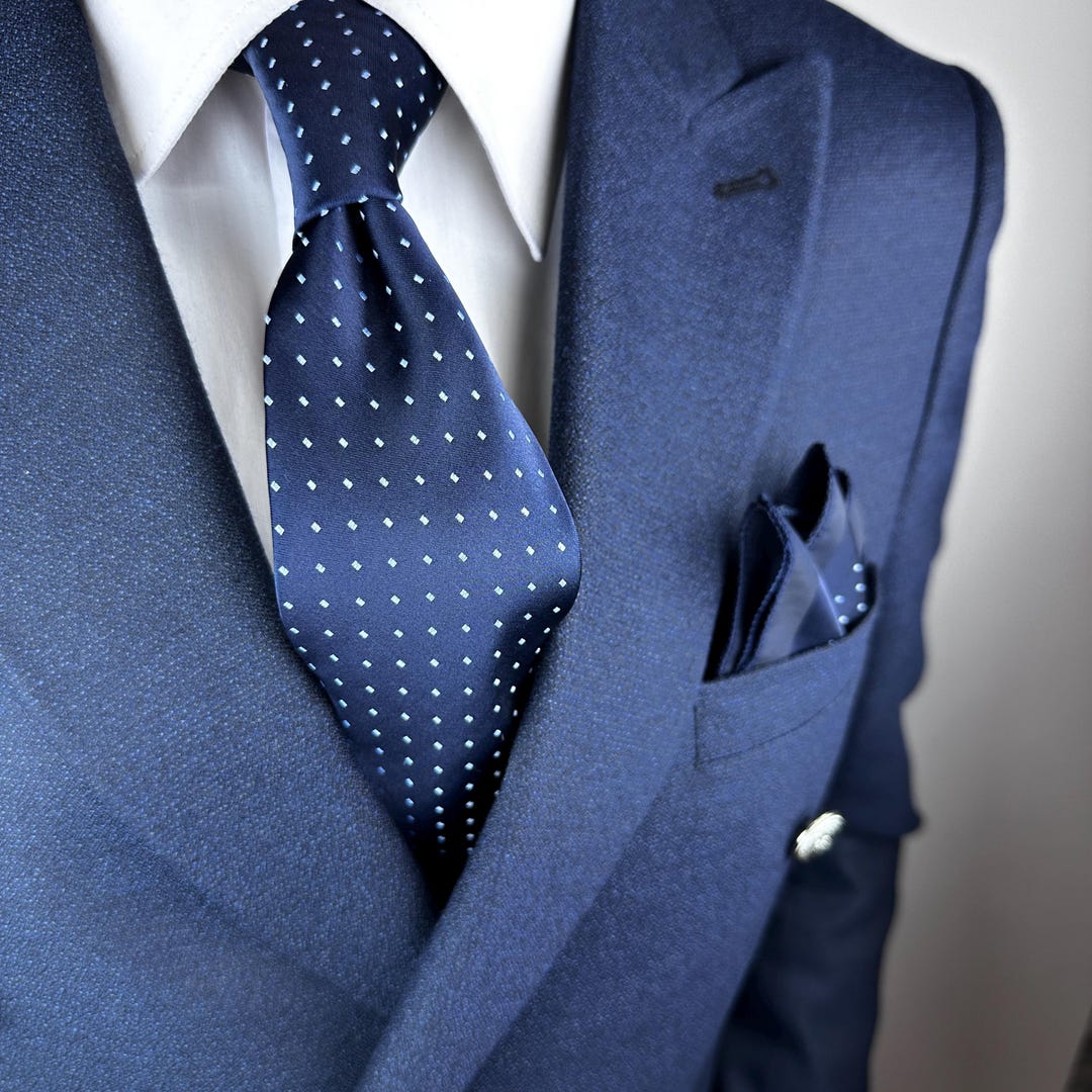 Micro Dot Silk Blend Tie and Pocket Square Set for Men. Valentine Gifts ...