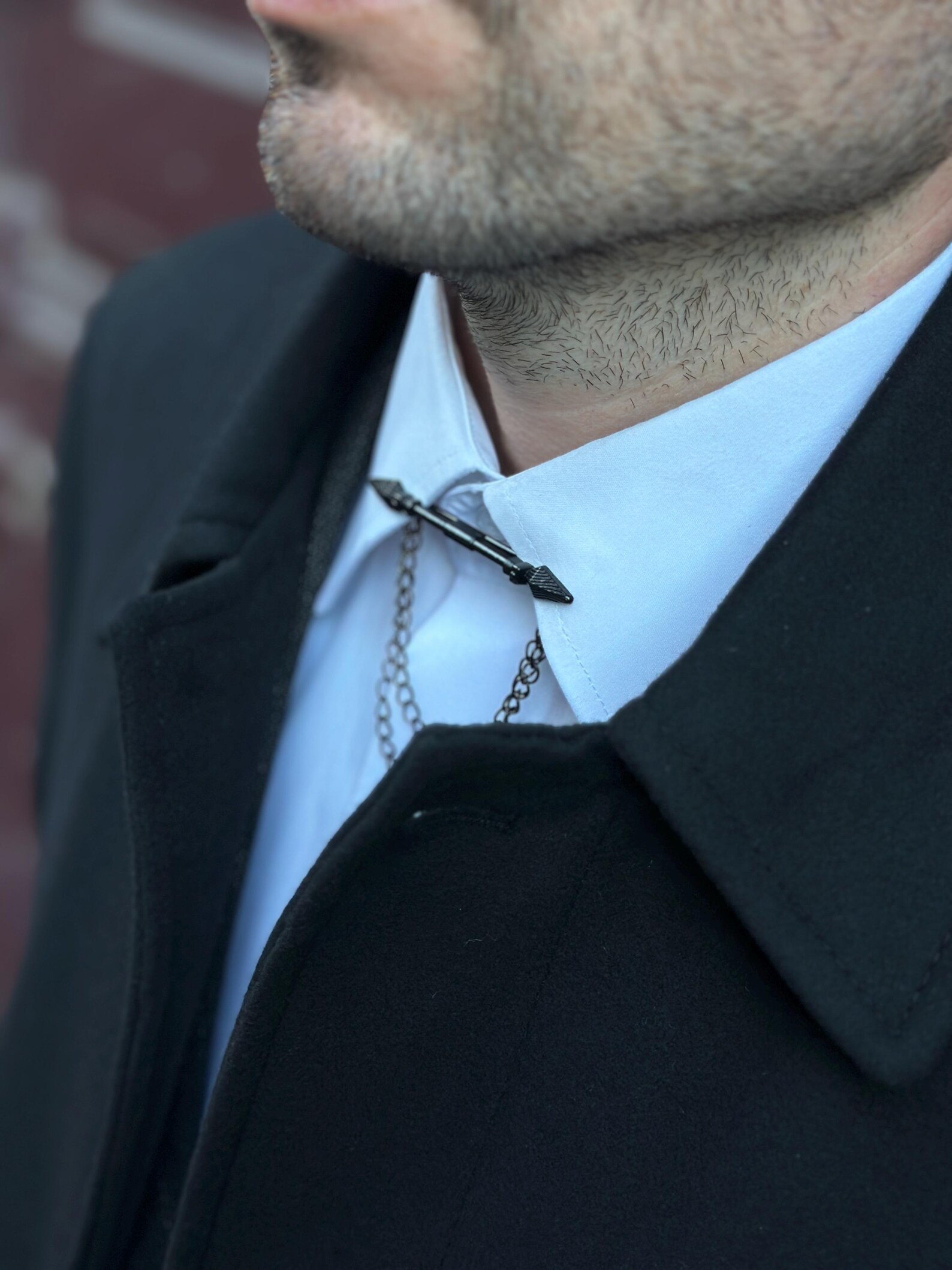 Black Arrow Collar Bar Pin: Stainless Steel Chain Brooch. Personalized ...
