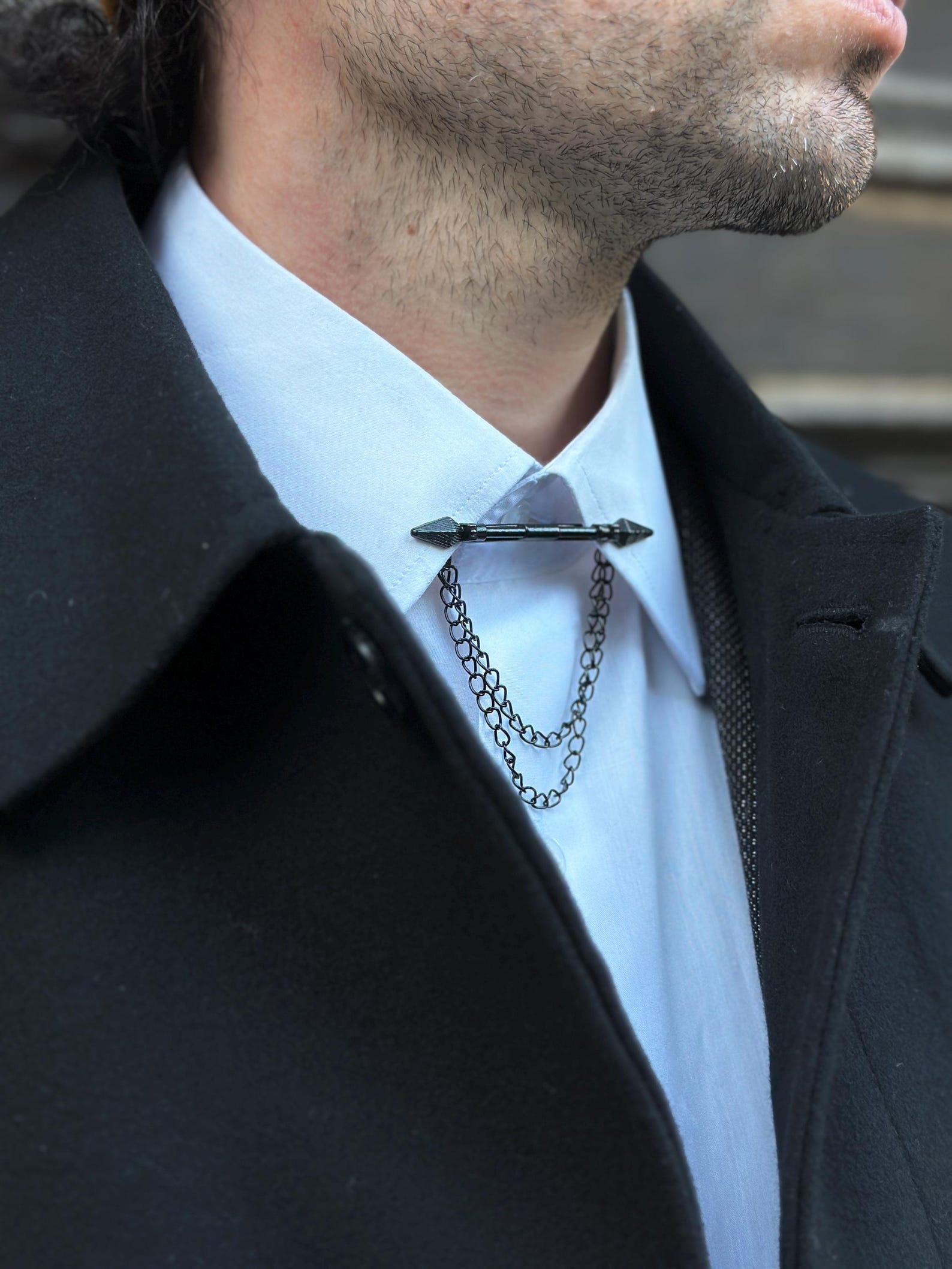 Black Arrow Collar Bar Pin: Stainless Steel Chain Brooch. Personalized ...