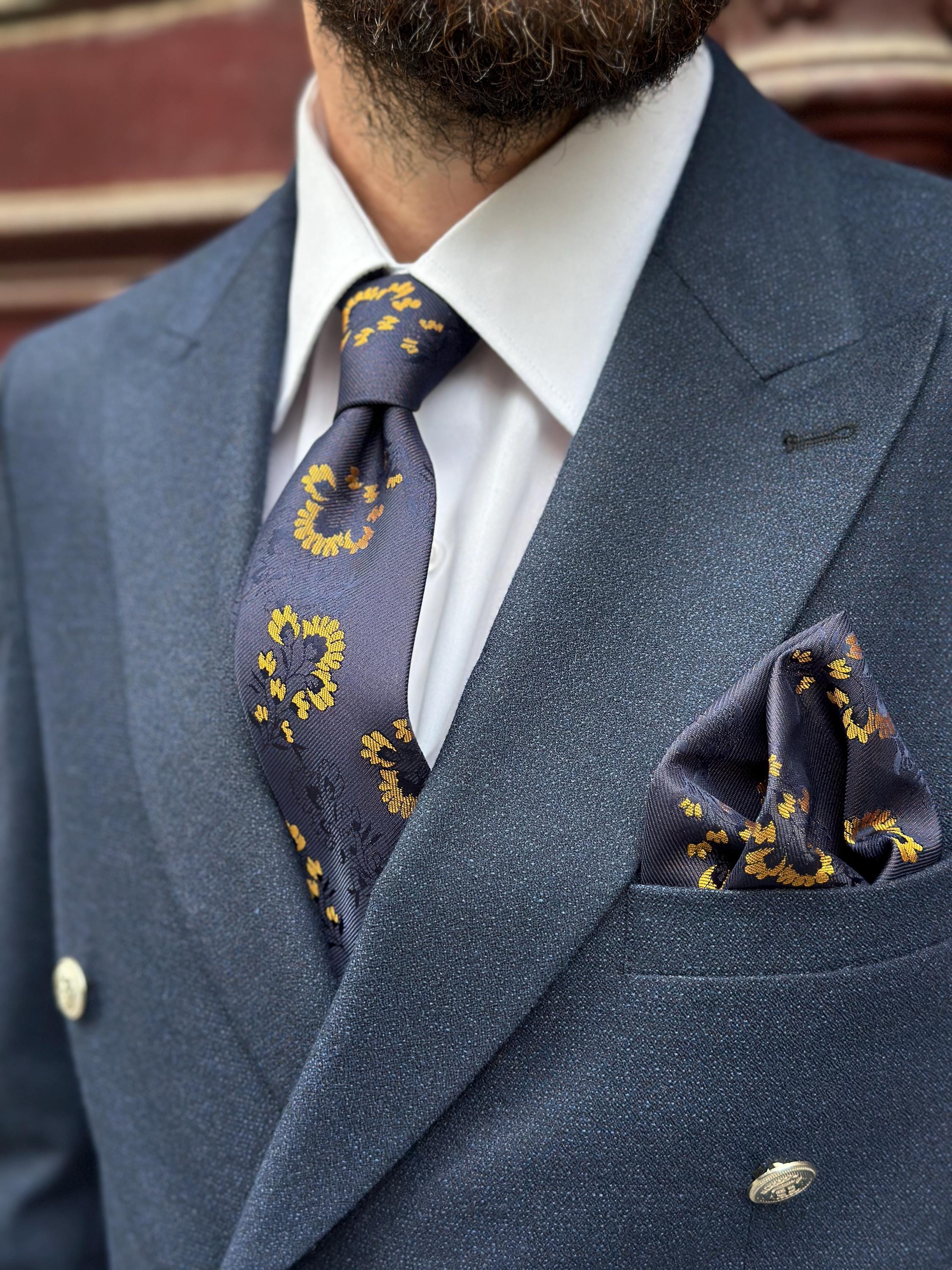 Gardenia Silk Tie & Pocket Square Set: Floral Wedding Necktie, 5 Colors ...