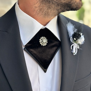 Diamond-cut Velvet Necktie. Luxury Handcrafted Black Necktie for Men ...