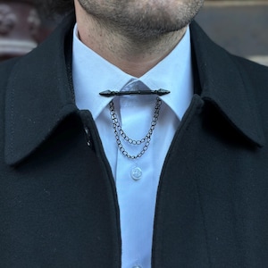 Black Arrow Collar Bar Pin: Stainless Steel Chain Brooch. Personalized ...