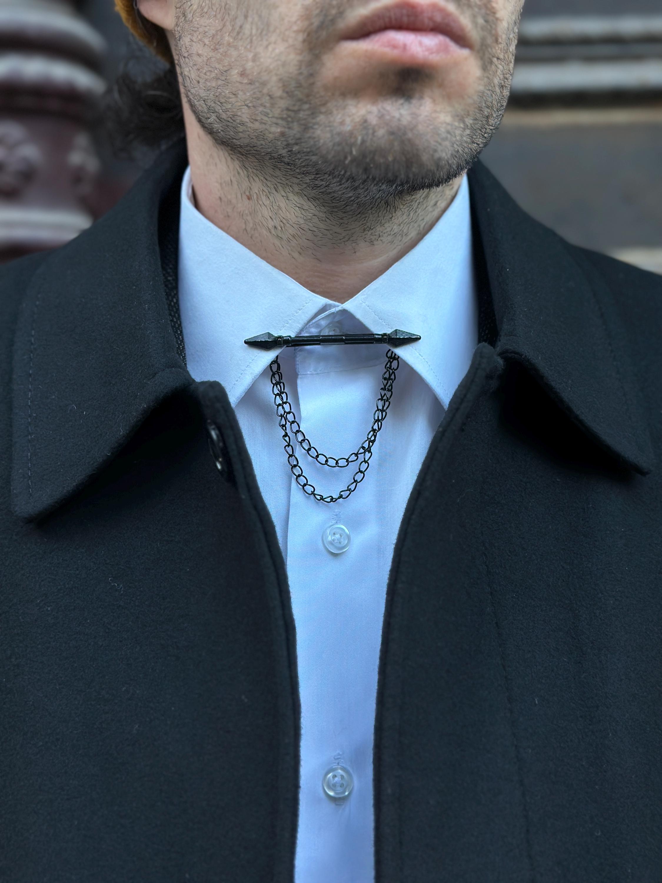 Black Arrow Collar Bar Pin: Stainless Steel Chain Brooch. Personalized ...