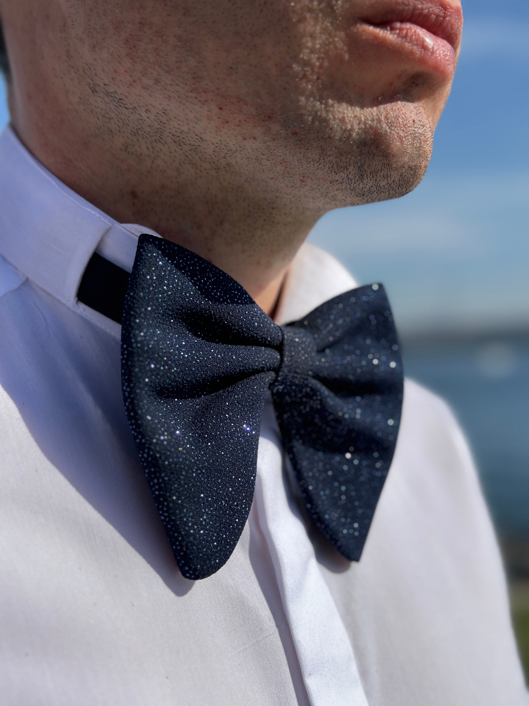 Handmade Glittering Bow Tie for Men Luxury Oversize Satin Bow Tie for ...
