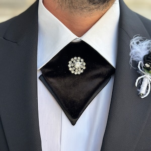 Diamond-cut Velvet Necktie. Luxury Handcrafted Black Necktie for Men ...