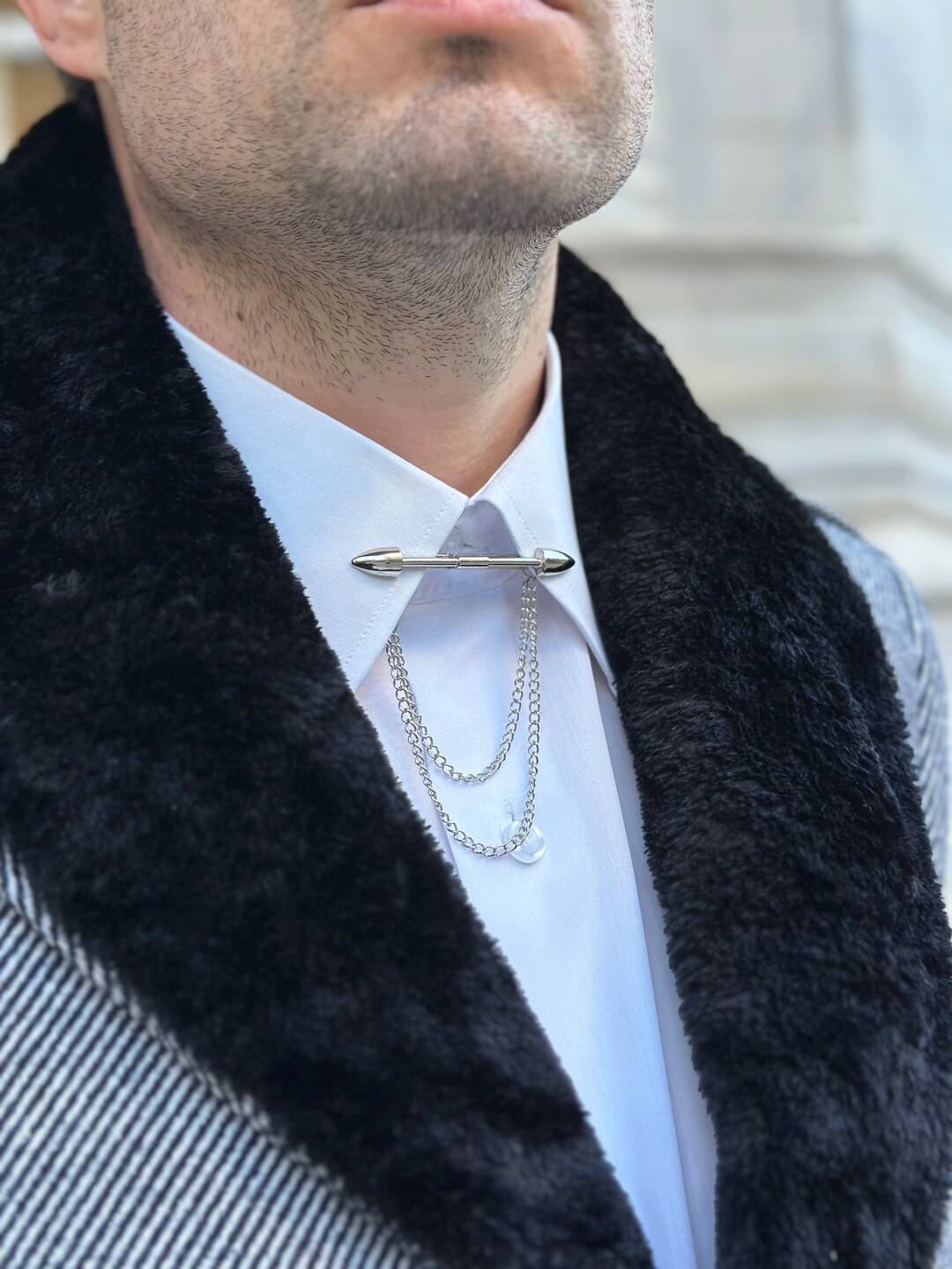 Arrow Lapel Pin: Stainless Steel Collar Clip With Chain - Etsy