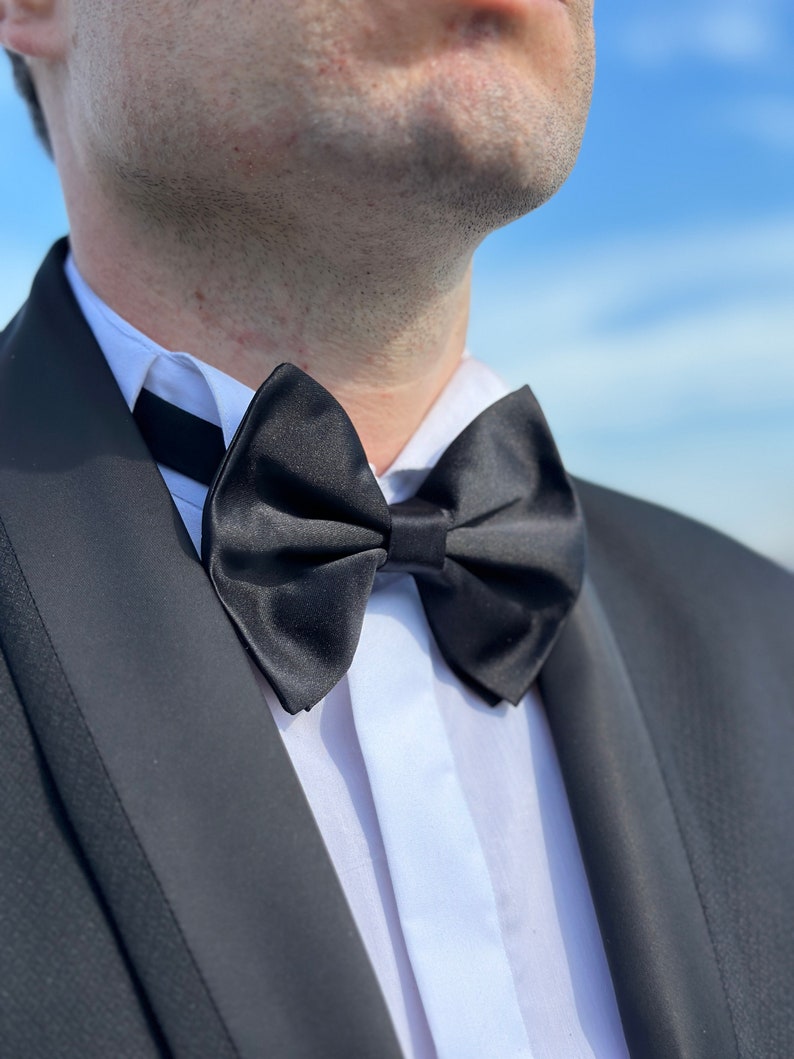 Oversized Men's Bow Tie Exclusively Unique Black Silk and Satin Bow Tie for Men - Etsy