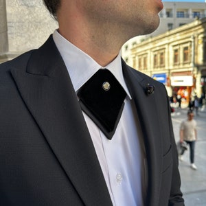 Diamond-cut Velvet Necktie. Luxury Handcrafted Black Necktie for Men ...