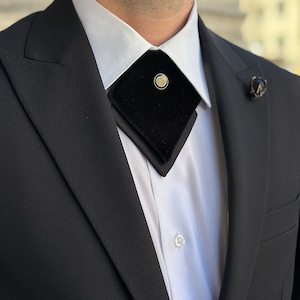 Diamond-cut Velvet Necktie. Luxury Handcrafted Black Necktie for Men ...