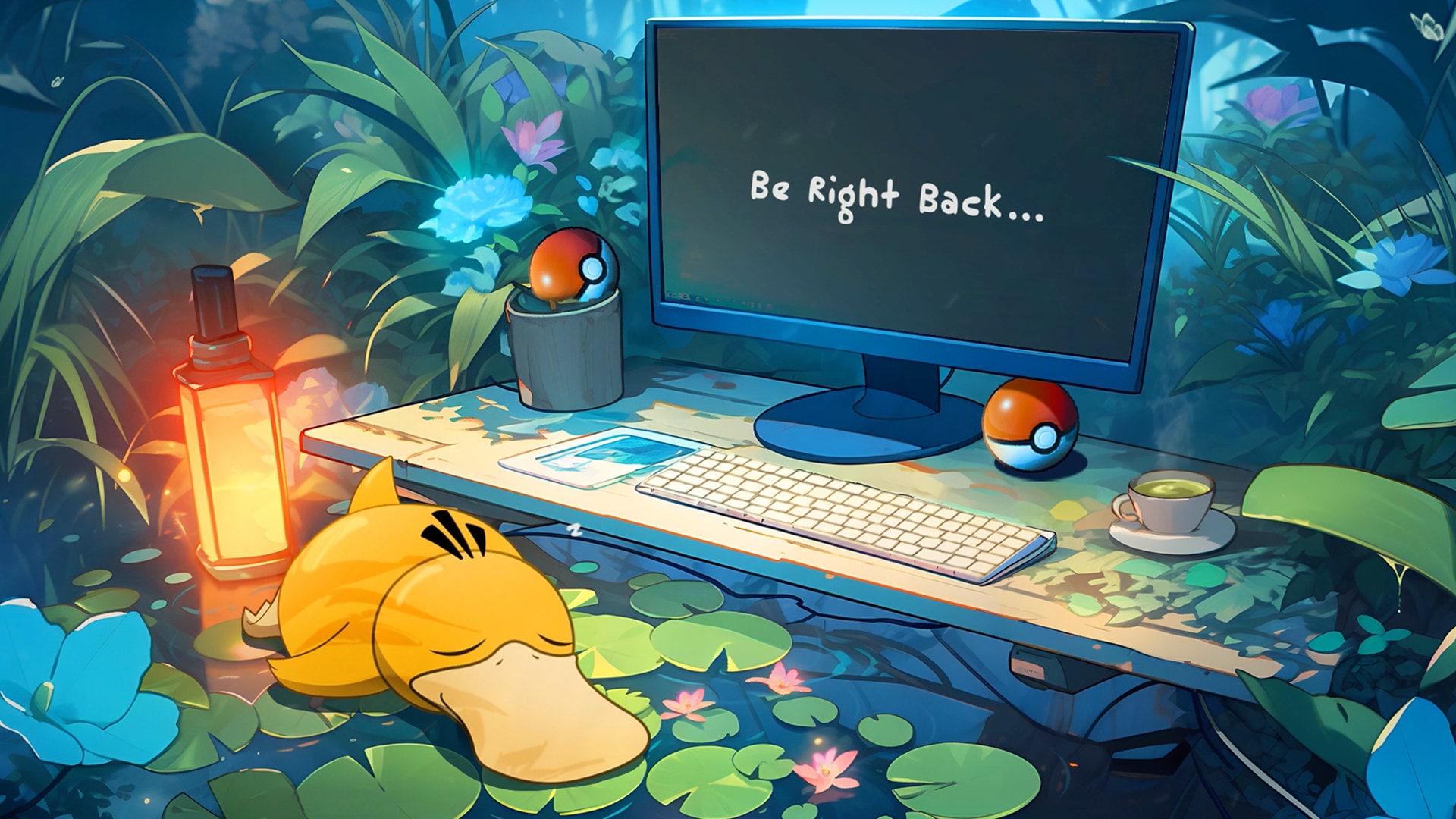 Psyduck Animated Lofi Gaming Desk Twitch Scene, Stream Starting Soon ...