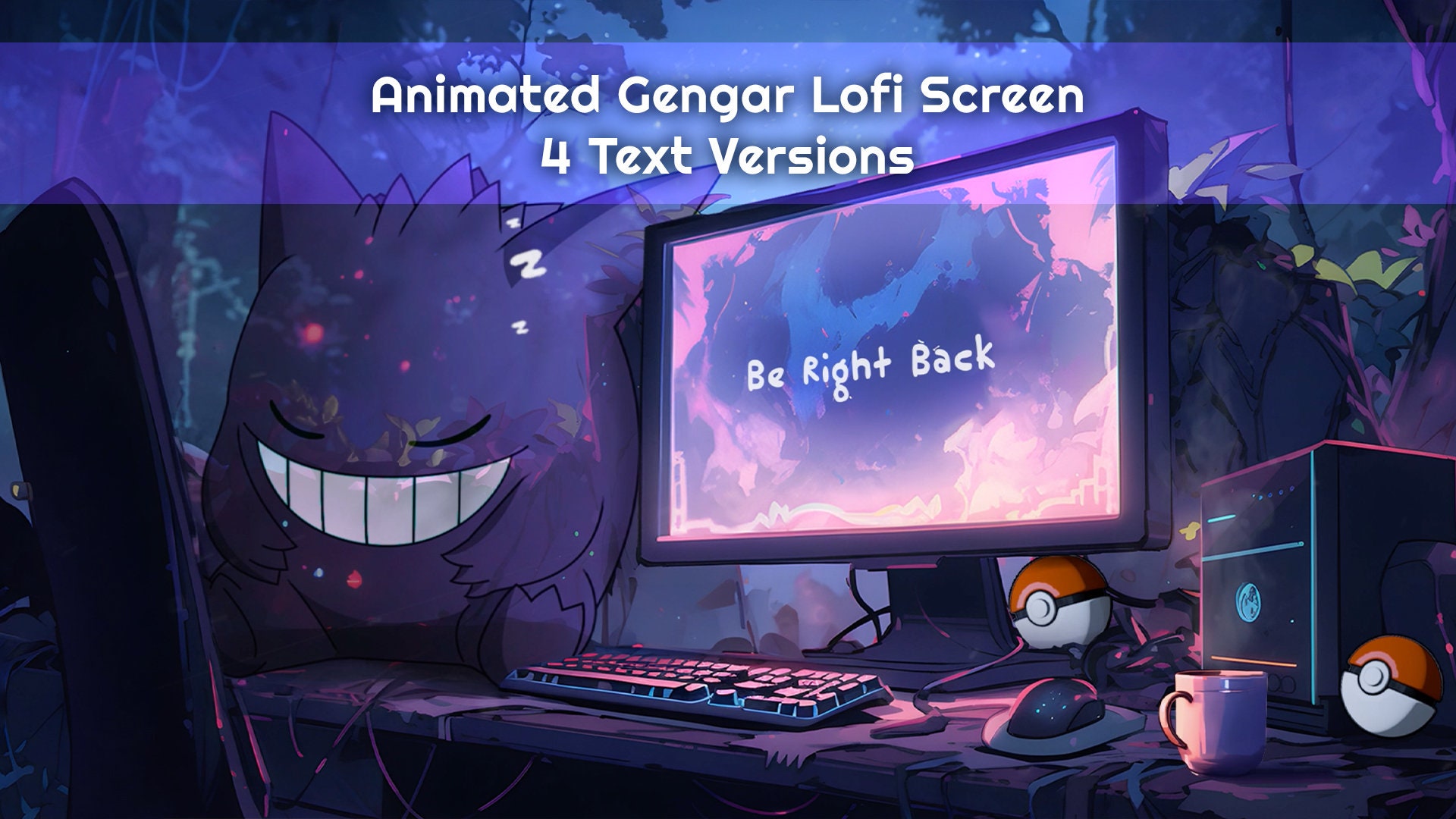 Gengar Animated Lofi Gaming Desk Twitch Scene, Stream Starting Soon, Be ...