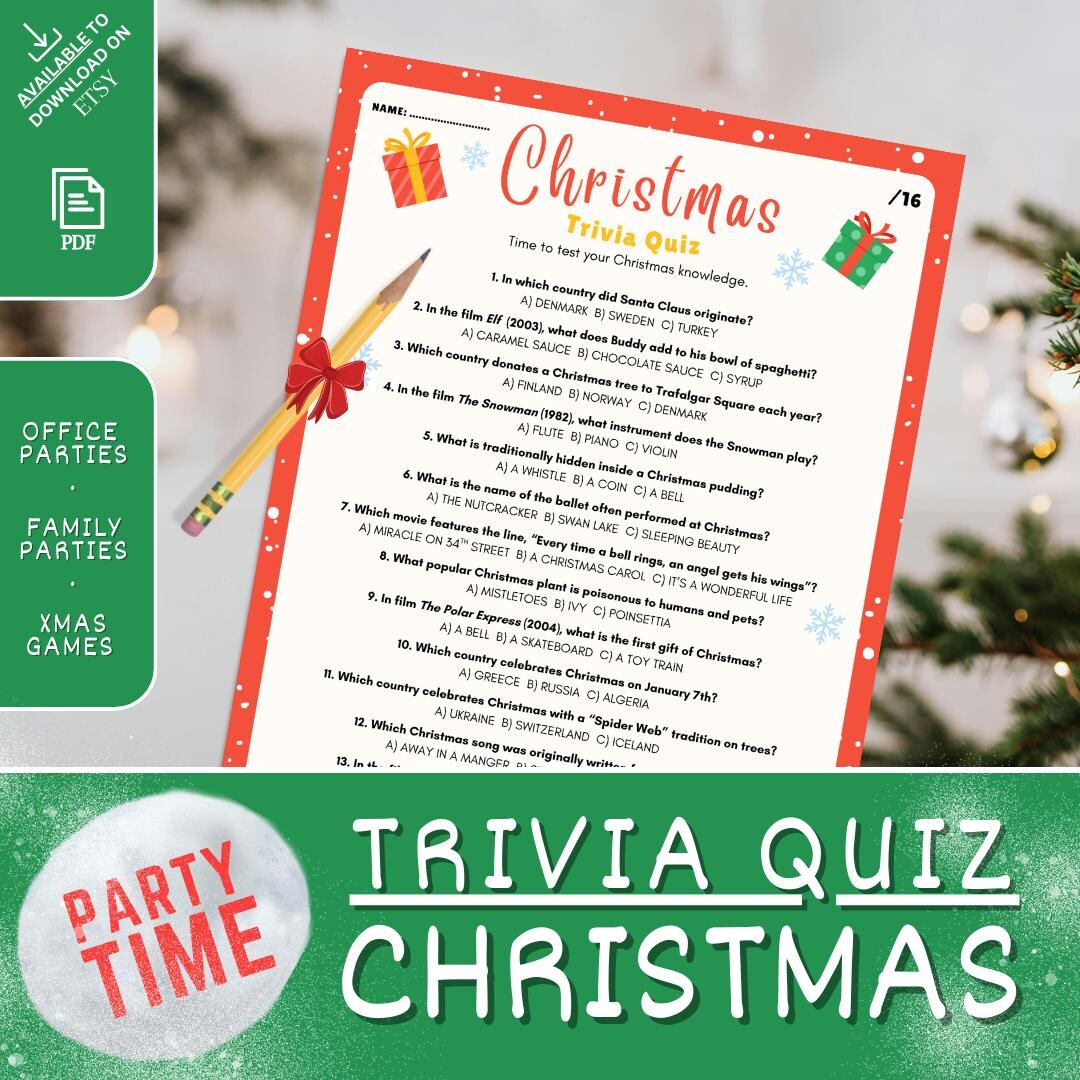 Christmas Trivia Quiz | Printable Trivia Game, Fun Christmas Games ...