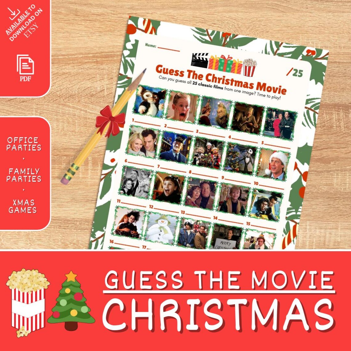 Guess the Movie | Christmas Movie Picture Quiz Game (PDF) - Etsy