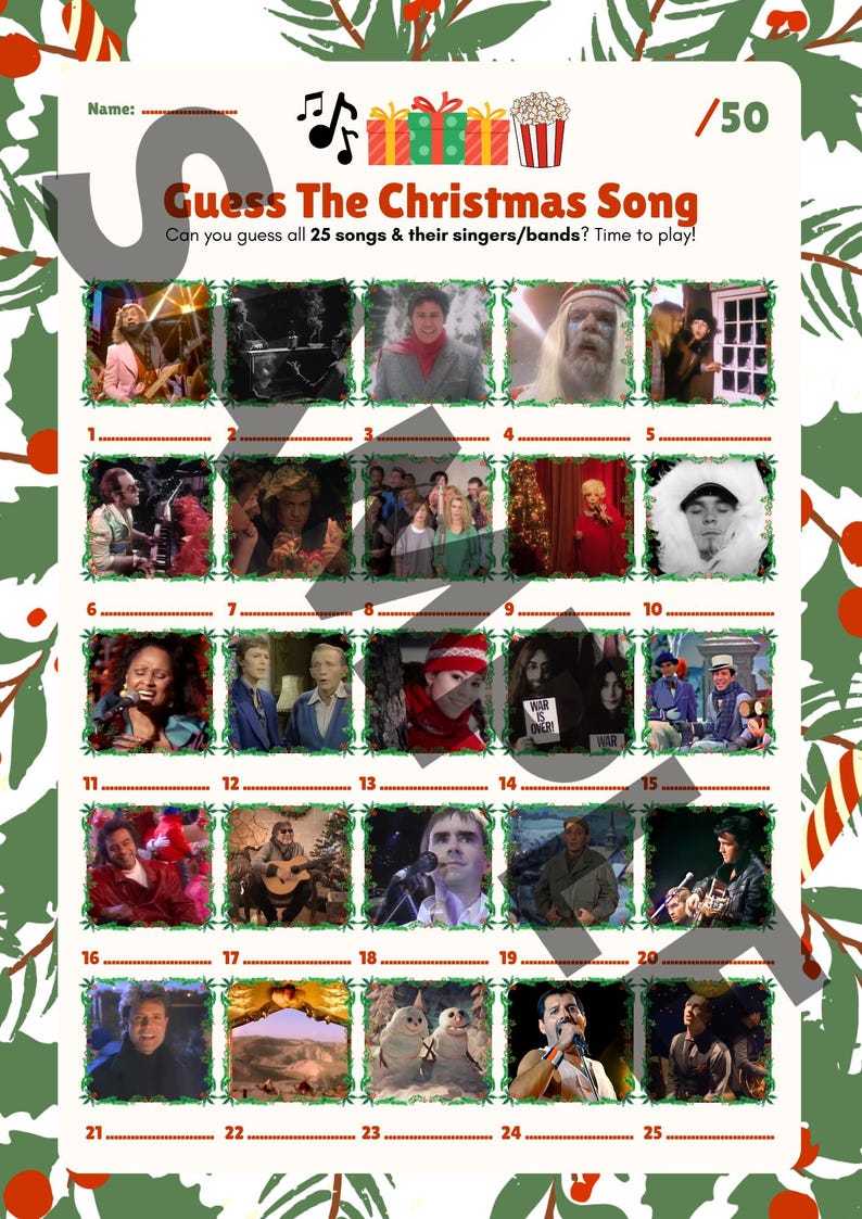 Guess the Christmas Song | Festive Holiday Game Quiz (PDF) - Etsy