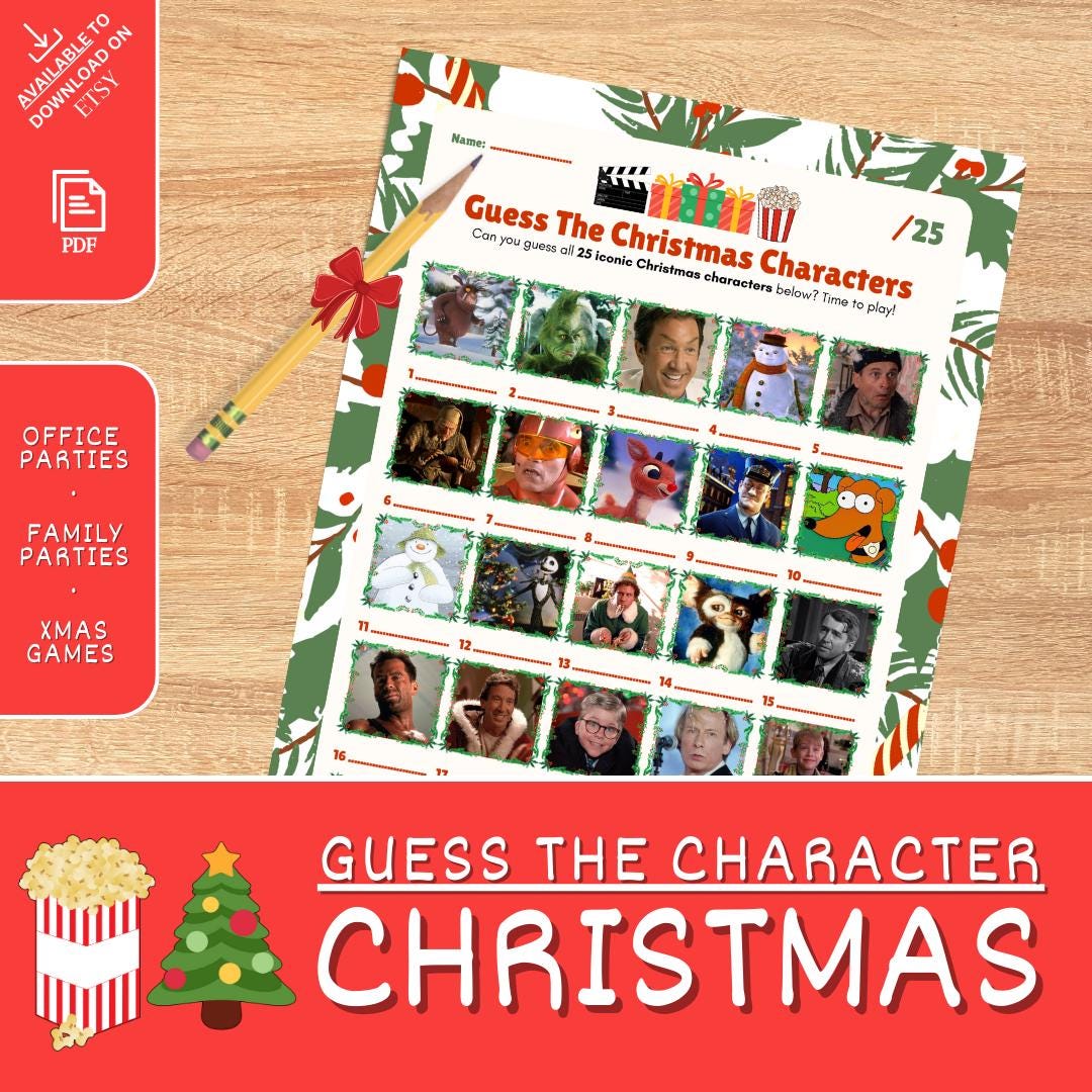 Guess the Movie Character: Christmas Game | Holiday Movie Quiz (PDF) - Etsy