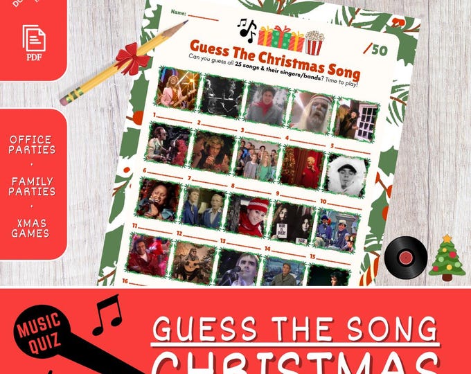 Christmas Song Quiz / Printable Christmas Game - Instant Download ...
