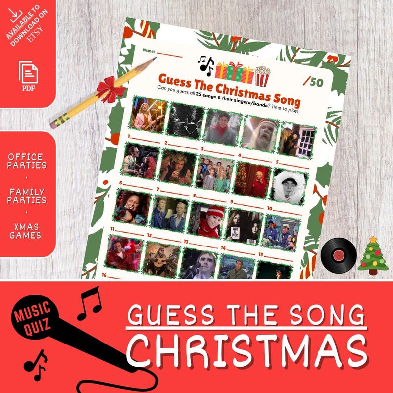 Guess the Christmas Song | Festive Holiday Game Quiz (PDF) - Etsy UK