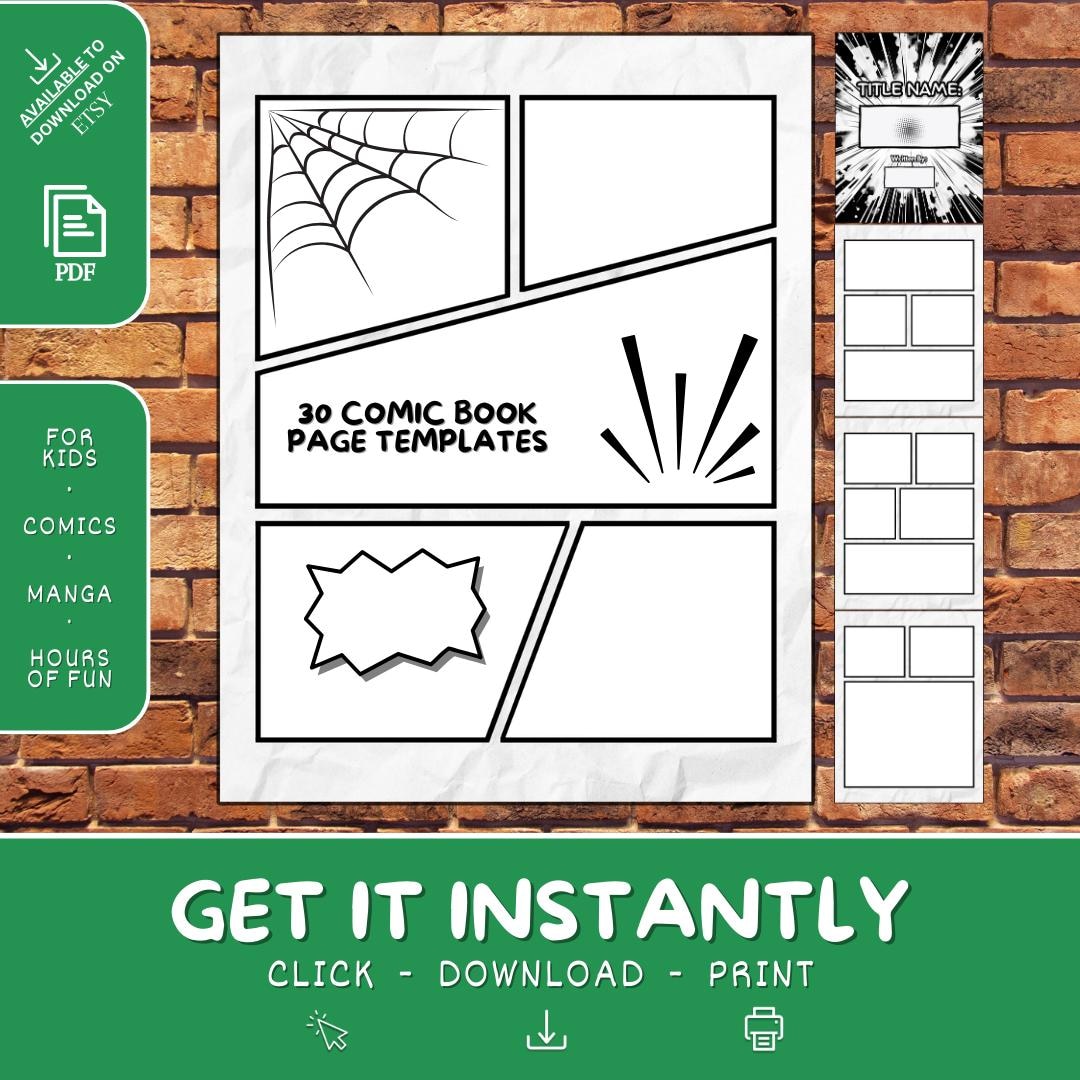 Blank Comic Book Templates 30 Page Designs, Kids Activities, Print ...