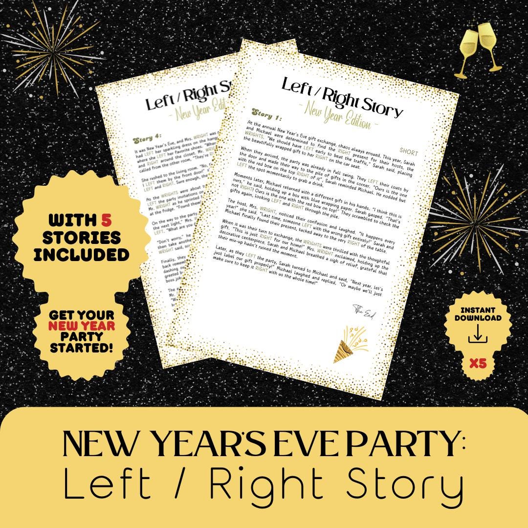 New Year's Left Right Game | Printable Games | 5x New Year's Left Right ...